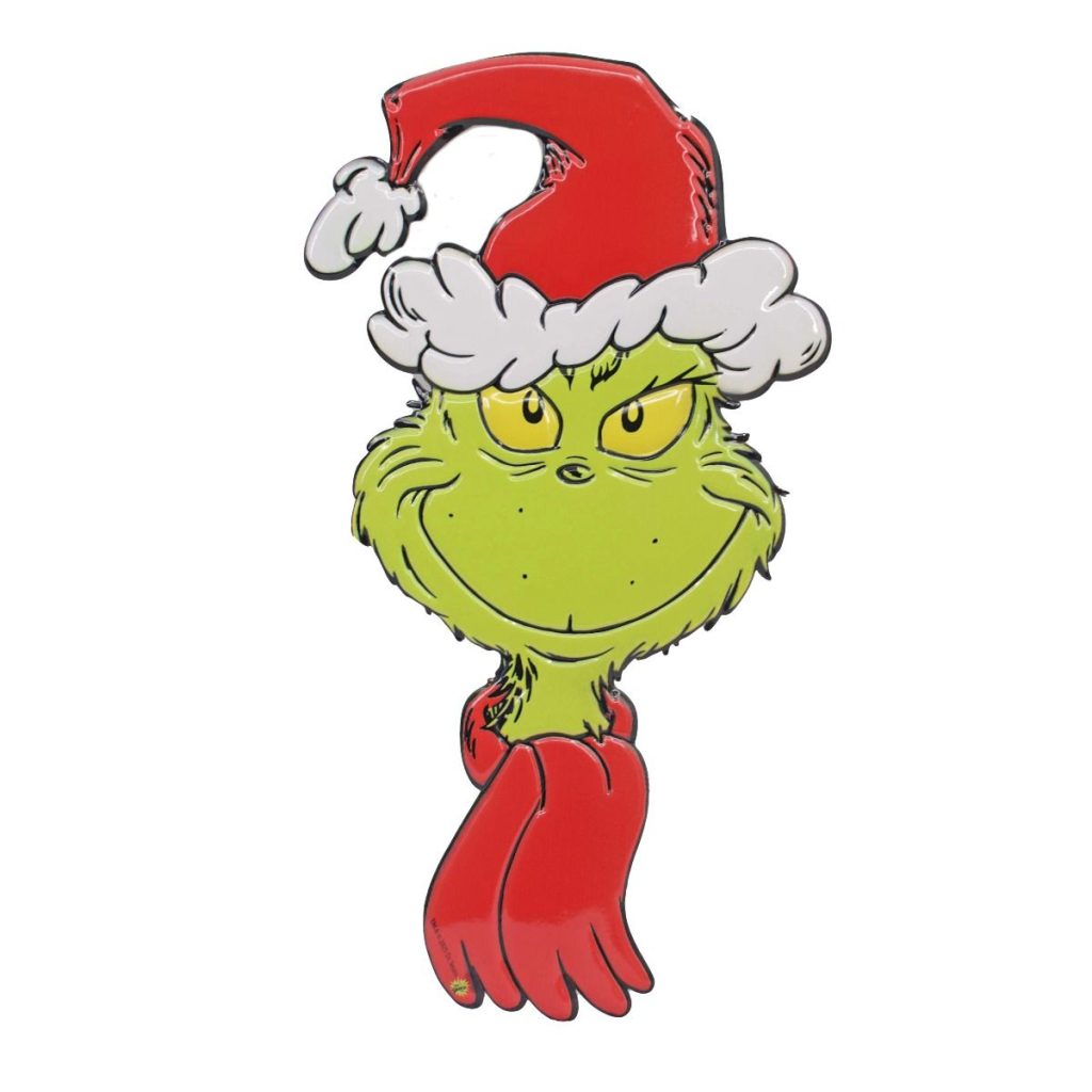 Beware Grinch Live Here Metal Round Sign – Santa's Little Helper ...
